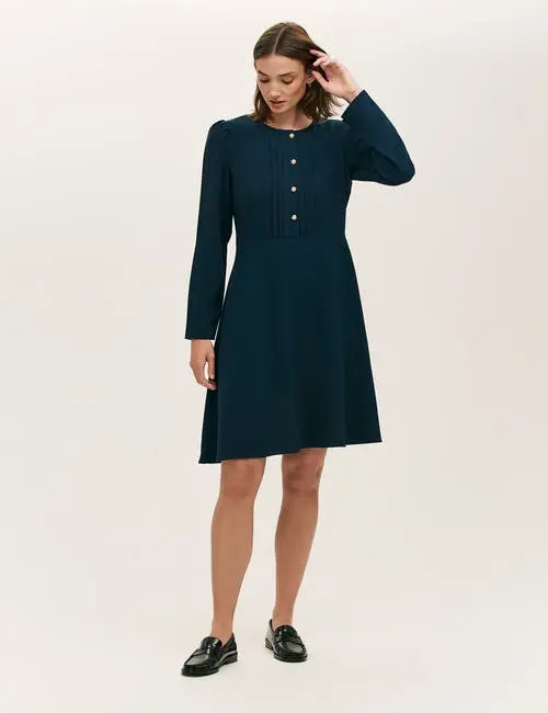 FINERY LONDON Shauna Crepe Long Sleeve Mini Dress