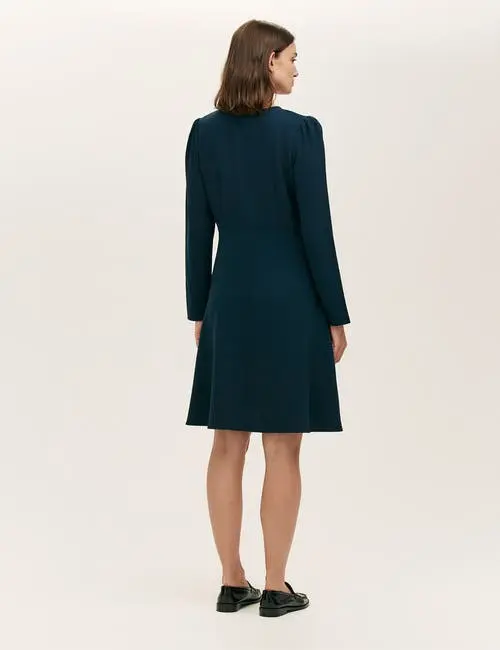 FINERY LONDON Shauna Crepe Long Sleeve Mini Dress