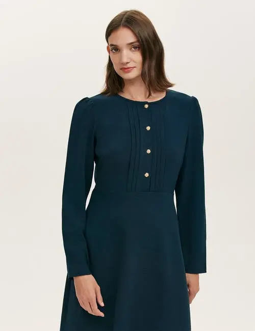 FINERY LONDON Shauna Crepe Long Sleeve Mini Dress