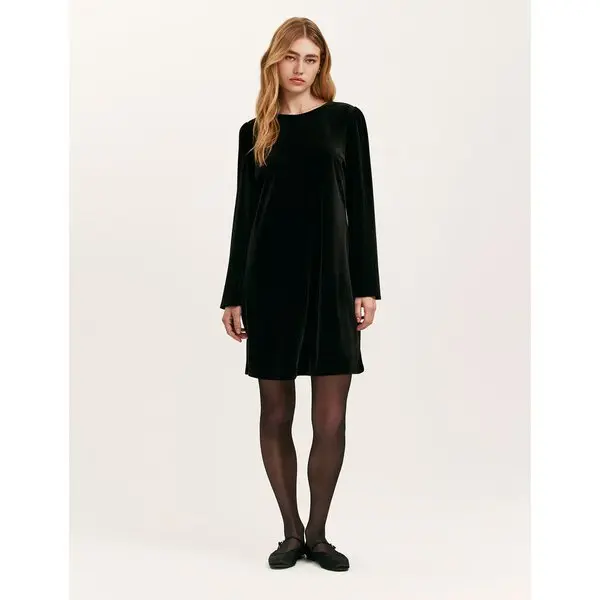 FINERY LONDON Hattie Velvet Mini Dress - Black