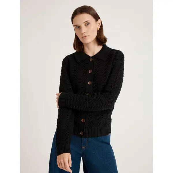 FINERY LONDON Emlyn Cotton Knitted Collared Cardigan