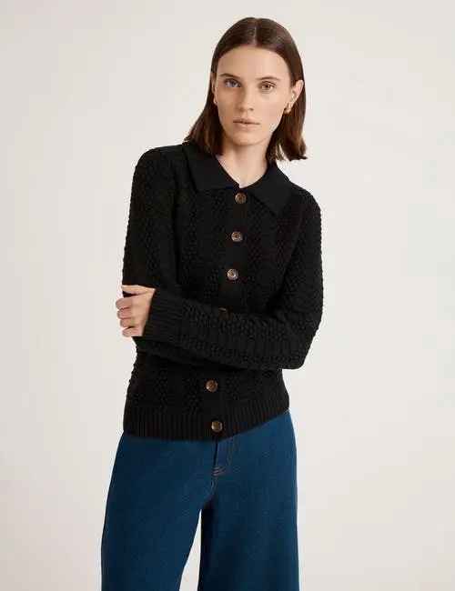 FINERY LONDON Emlyn Cotton Knitted Collared Cardigan