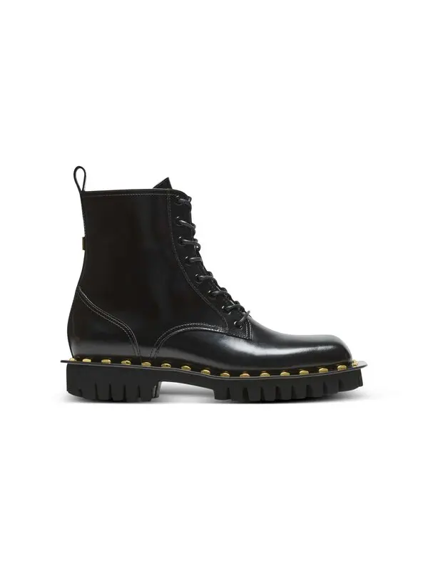 Balmain Glazed Leather Army Boots