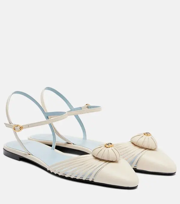 Valentino Garavani Cœur Royal Leather Flats - White