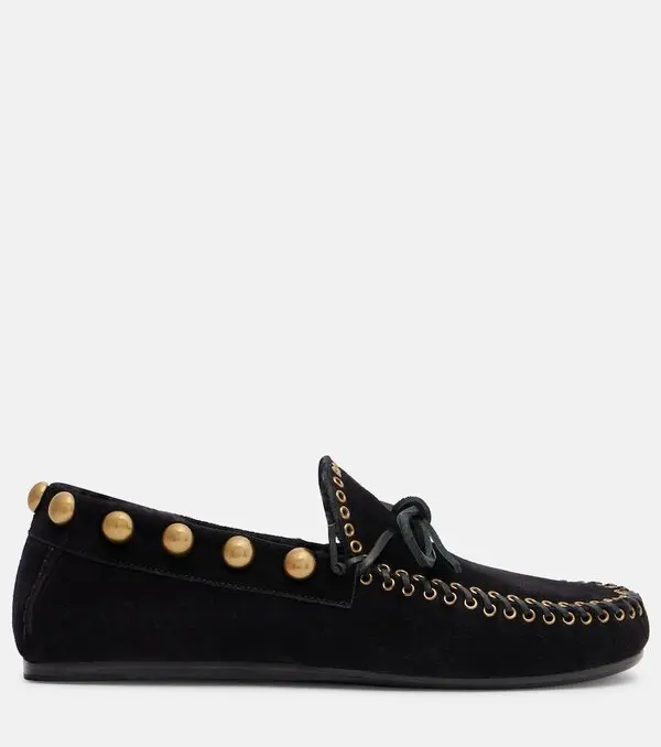 Isabel Marant Étoile Fitza Studded Suede Loafers - Black