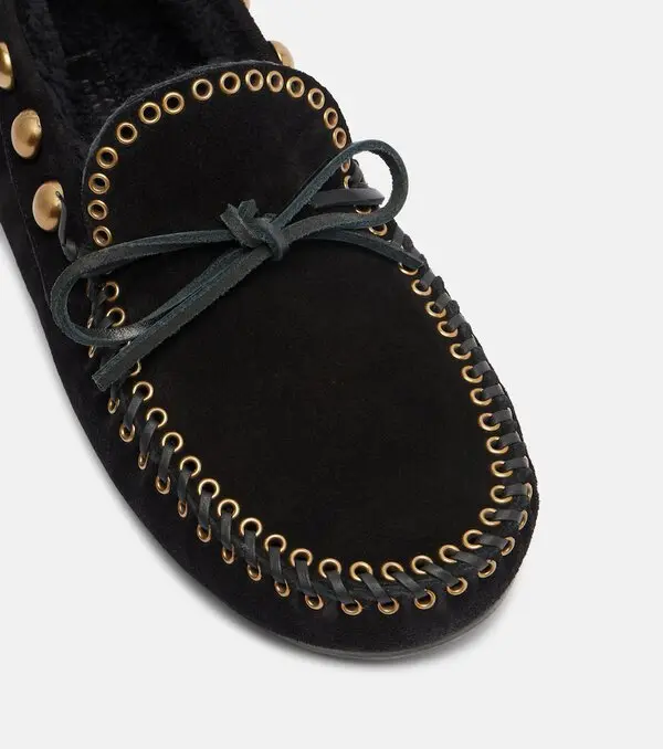 Isabel Marant Étoile Fitza Studded Suede Loafers - Black