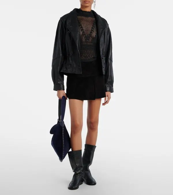 Isabel Marant Étoile Welky Laser-cut Leather Mid-calf Boots - Black