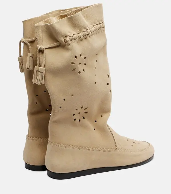 Isabel Marant Étoile Welky Laser-cut Suede Mid-calf Boots - Beige