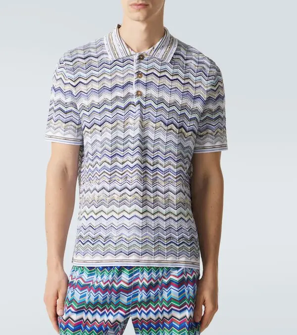 Missoni Zigzag Cotton Polo Shirt - Blue