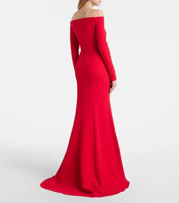 Safiyaa Rory Floral-appliqué Crêpe Gown