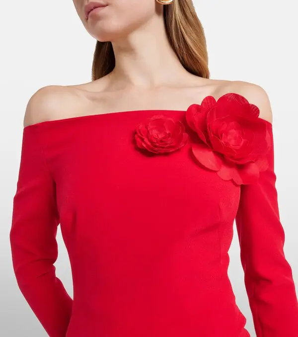 Safiyaa Rory Floral-appliqué Crêpe Gown