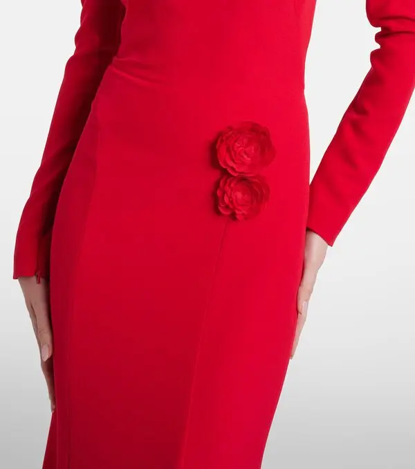 Safiyaa Rory Floral-appliqué Crêpe Gown