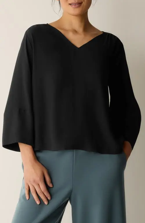 Eileen Fisher Lantern Sleeve Silk Top