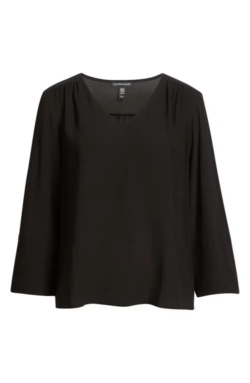 Eileen Fisher Lantern Sleeve Silk Top