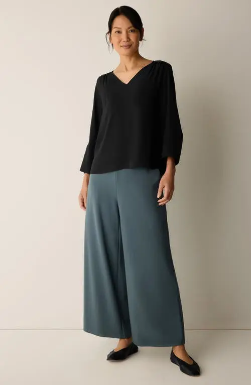 Eileen Fisher Lantern Sleeve Silk Top