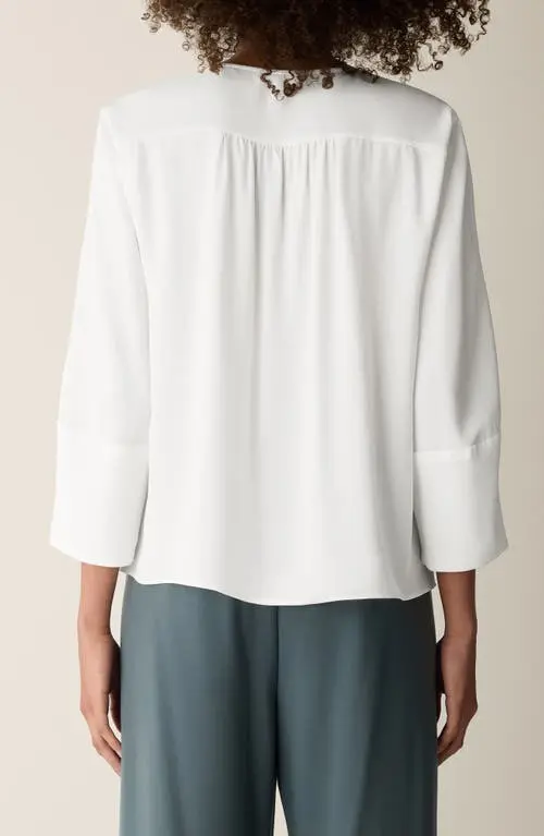 Eileen Fisher Lantern Sleeve Silk Top - Ivory