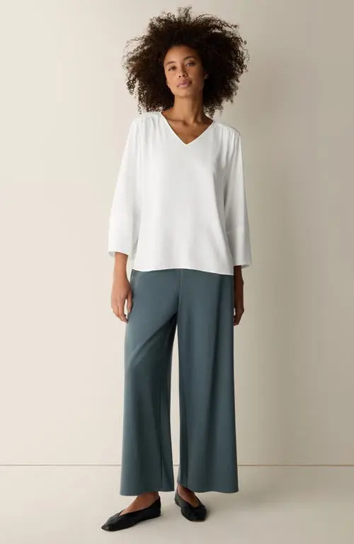 Eileen Fisher Lantern Sleeve Silk Top - Ivory