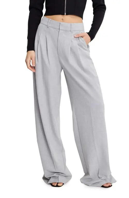 Good American Essential Wide Leg Suiting Pants - Crosshatch Grey