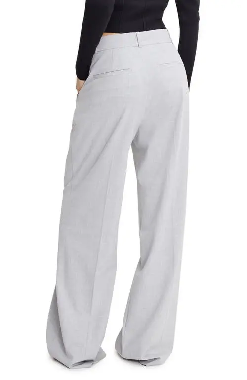 Good American Essential Wide Leg Suiting Pants - Crosshatch Grey