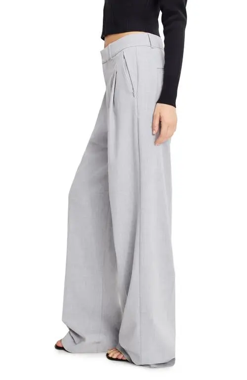 Good American Essential Wide Leg Suiting Pants - Crosshatch Grey