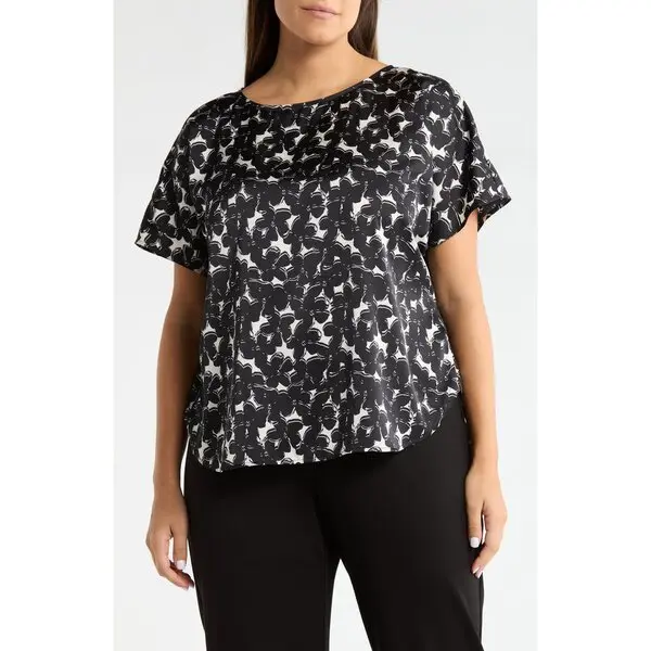 Anne Klein Floral Print Satin Top
