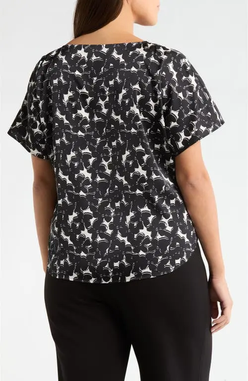 Anne Klein Floral Print Satin Top