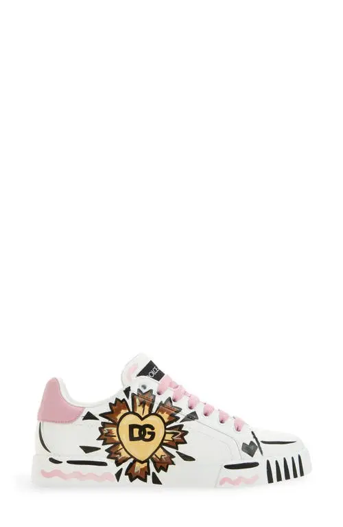 Dolce & Gabbana Portofino Light Strobel Sneaker - Bianco/rosa Baby