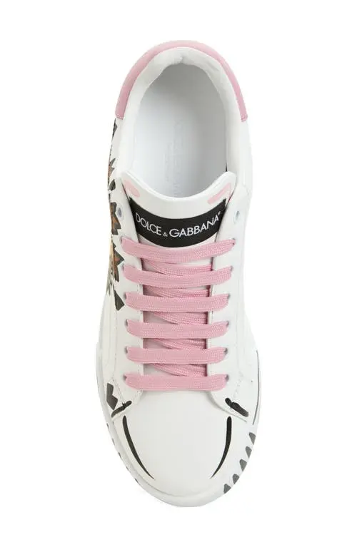 Dolce & Gabbana Portofino Light Strobel Sneaker - Bianco/rosa Baby