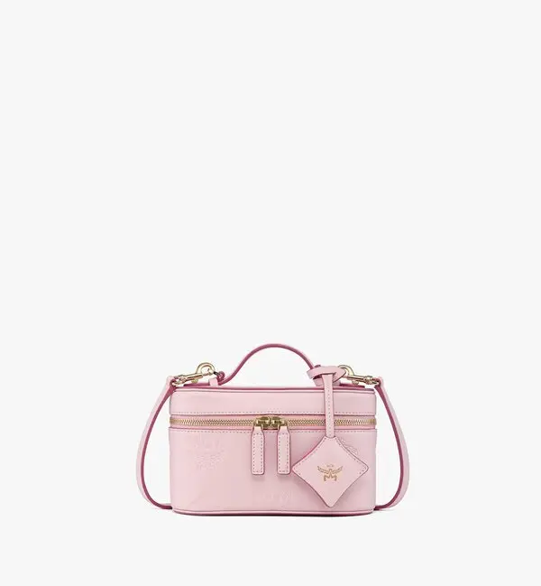 Mcm Vanity Case In Maxi Monogram Leather - Lotus Pink