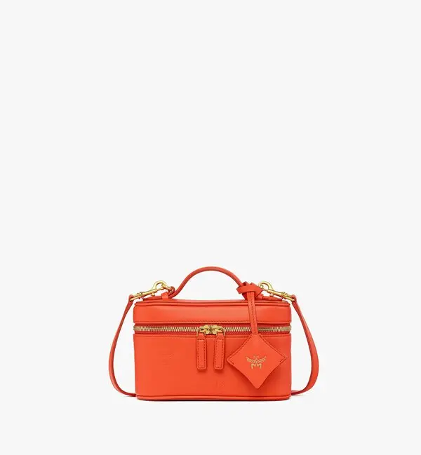 Mcm Vanity Case In Maxi Monogram Leather - Orangeade