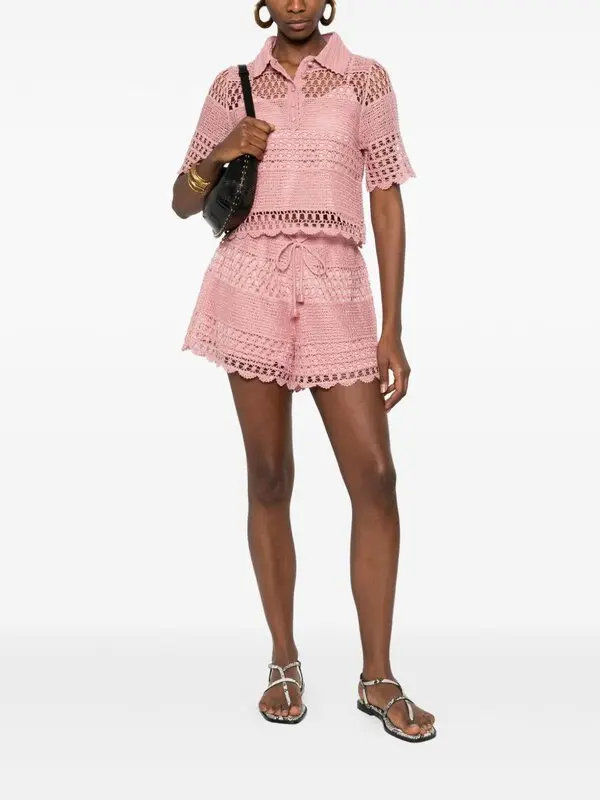 Zimmermann Wanderlust Crochet Cotton Shorts - Pink