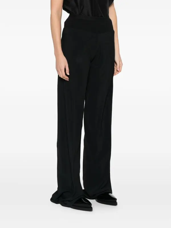 Rick Owens Silk Blend Wide Leg Trousers - Black