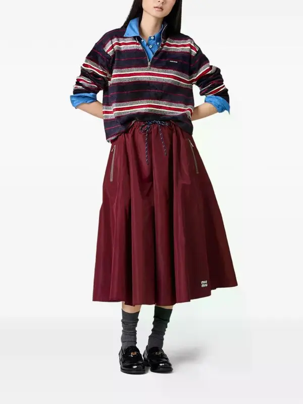 Miu Miu Drawstring Waistband Midi Skirt - Red