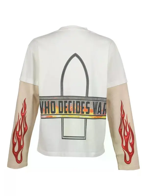 WHO DECIDES WAR BY EV BRAVADO Flame Print Layered T-shirt