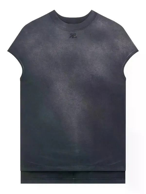 COURREGES Logo Embroidered T-shirt - Grey
