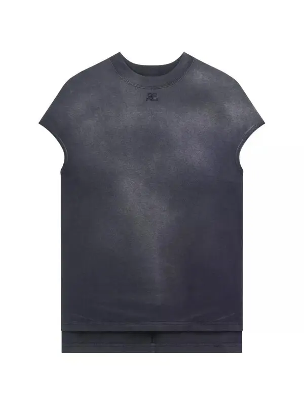 COURREGES Logo Embroidered T-shirt - Grey