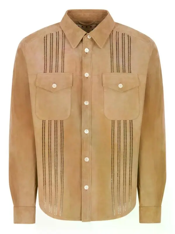 Marni Cut-out Flap-pocket Shirt - Neutrals