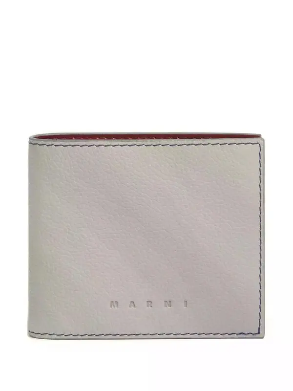 Marni Pebbled-stitch Leather Wallet - Grey