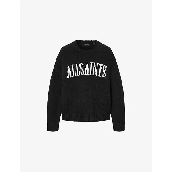 ALLSAINTS Stokes Logo-motif Wool And Alpaca-blend Jumper - Black/ecru Whi