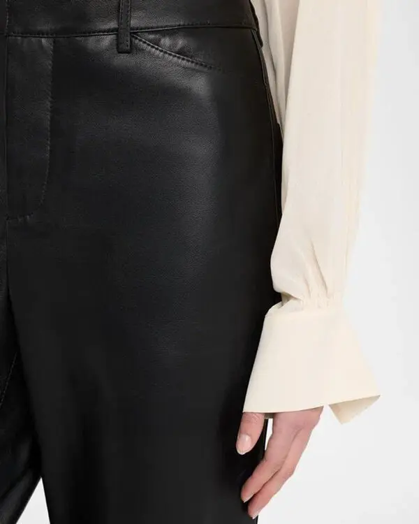 Vince Mid-rise Straight Leather Pants