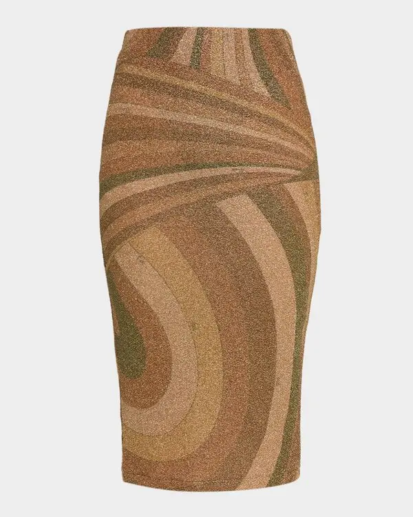 Emilio Pucci Iride Print Lamé Jersey Midi Skirt