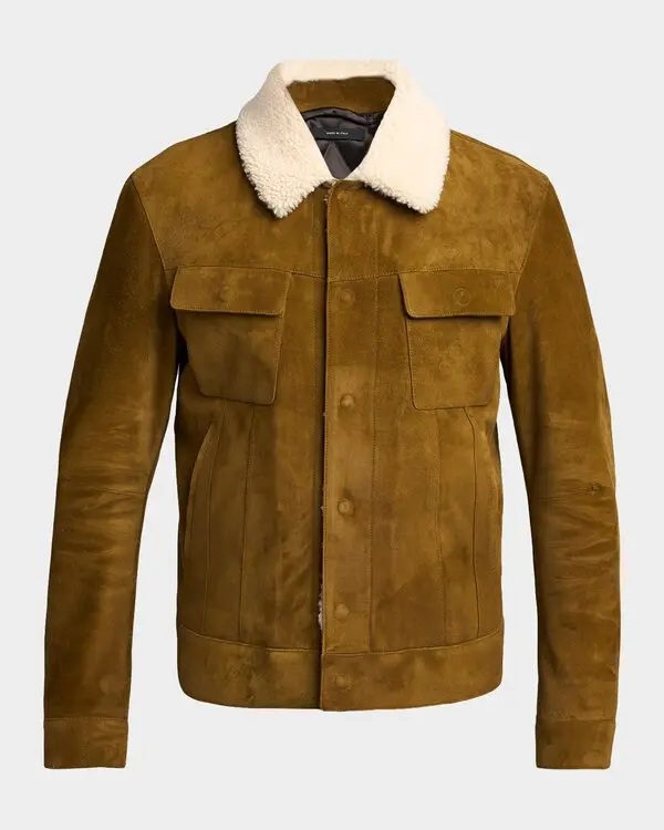 TOM FORD Suede Shearling-collar Bomber Jacket - Seed