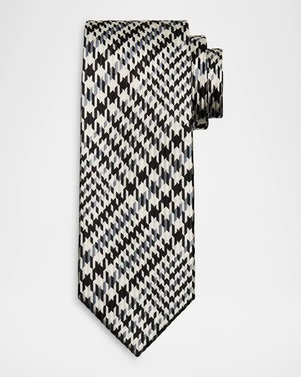 TOM FORD Prince Of Wales Check Silk Tie - Grey Multi