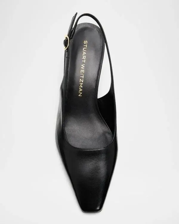 STUART WEITZMAN 50mm Stassi Leather Slingback Pumps - Black