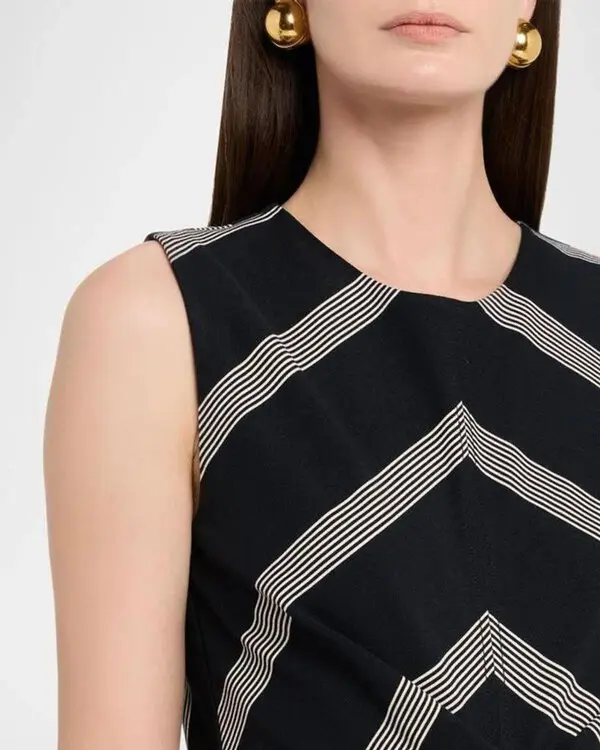 Tanya Taylor Theo Stripe Ponte Midi Dress - Black/crea