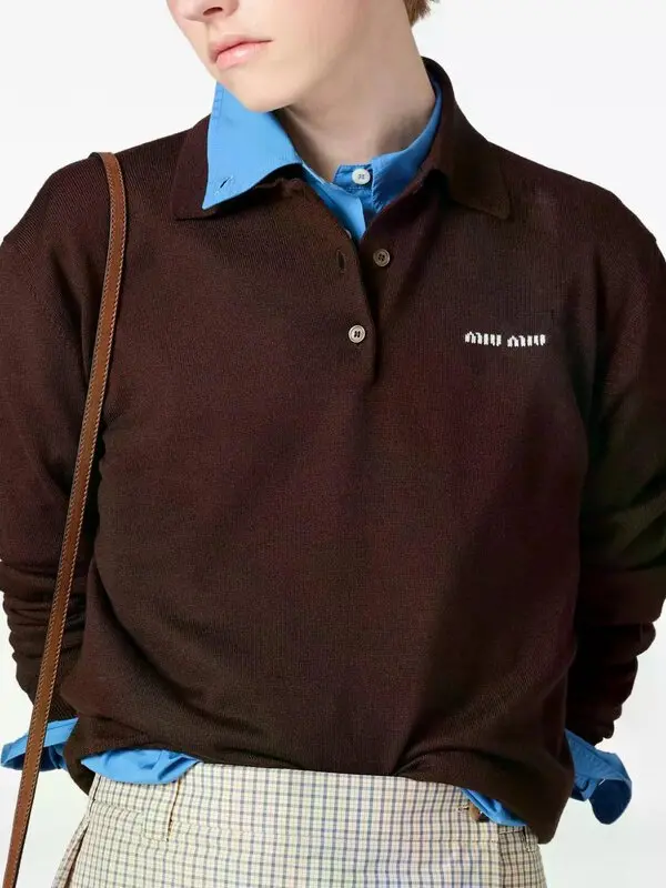 Miu Miu Wool Knit Polo Shirt - Brown