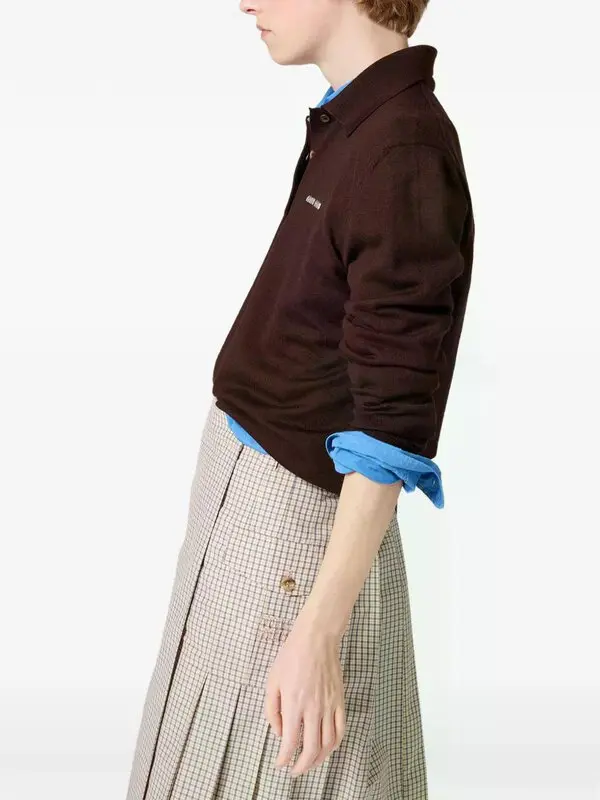 Miu Miu Wool Knit Polo Shirt - Brown