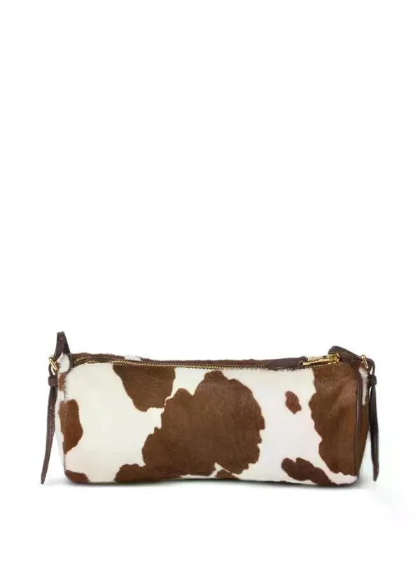 Miu Miu Animal-print Calfskin Pouch With Leather Shoulder Strap - Brown