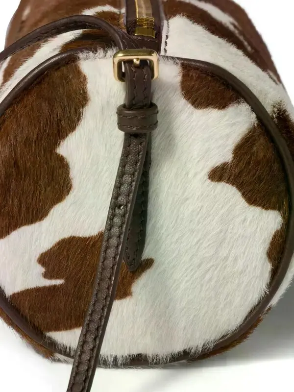 Miu Miu Animal-print Calfskin Pouch With Leather Shoulder Strap - Brown