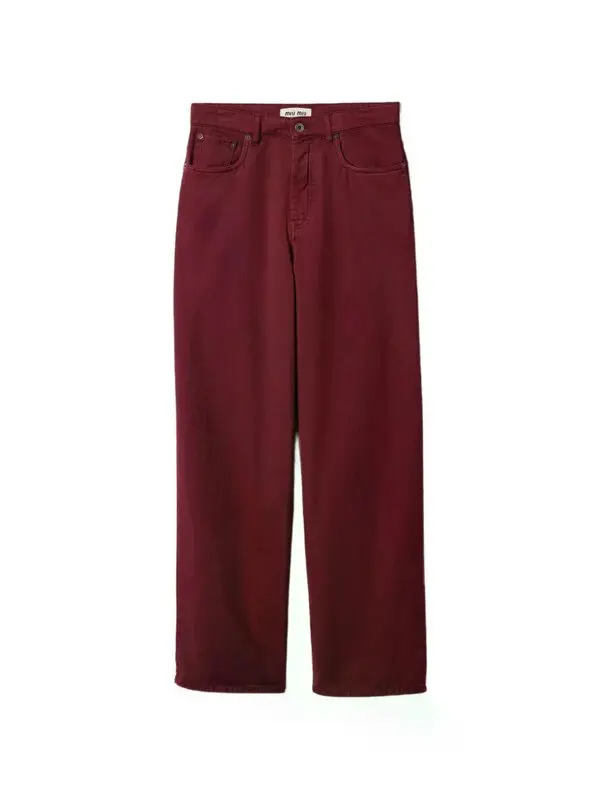 Miu Miu Embroidered Relaxed Fit Garment-dyed Trousers